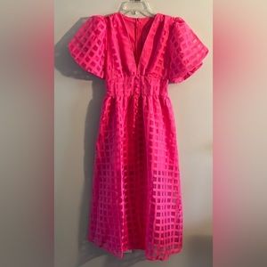 Dresses | Square Patterned Fabric Puff Sleeve Dress | Poshmark